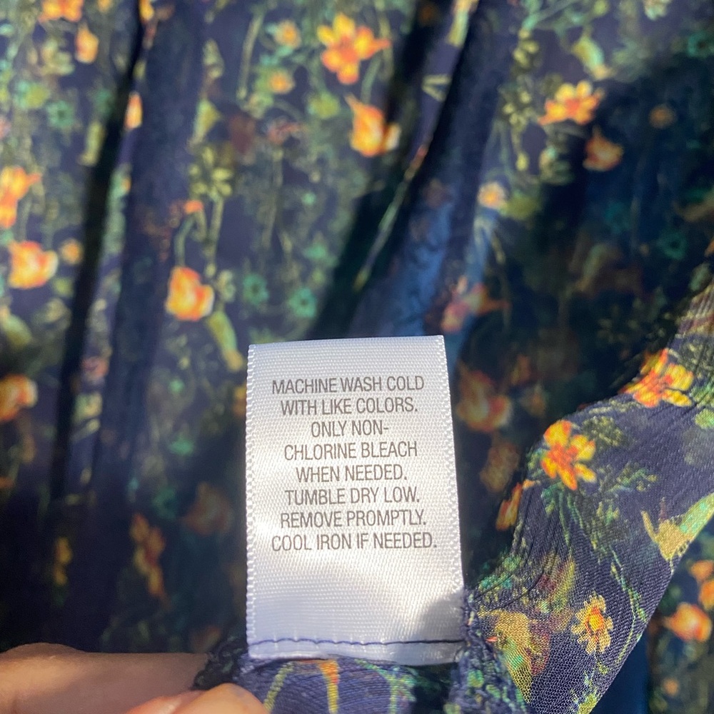 Princess Vera Wang Sheer Navy Blue Floral Boho Top Xs - Gem